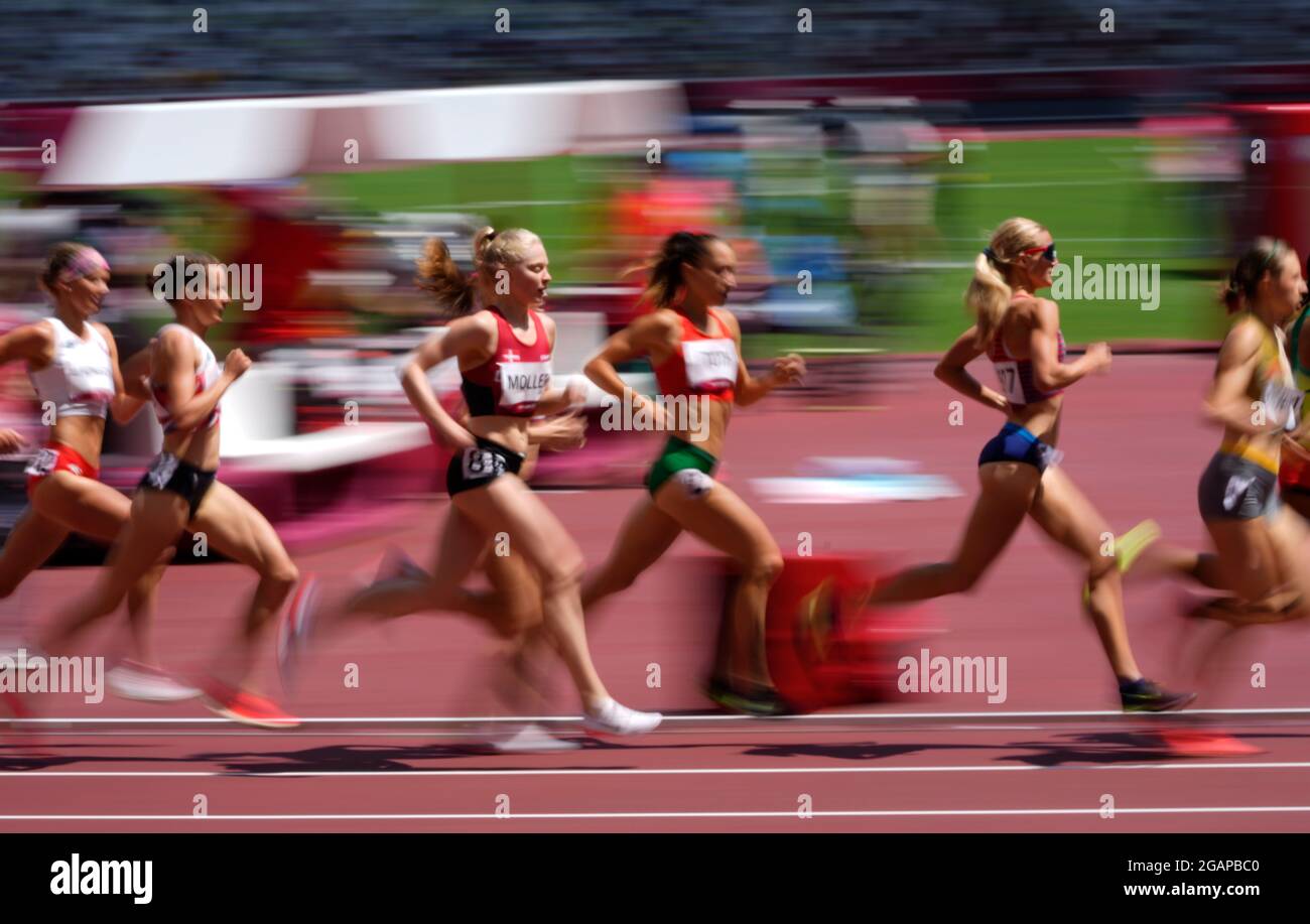 August 1, 2021: Anna Emilie mÃ¸ller from Denmark during 3000m steeple chase for women at Tokyo ...