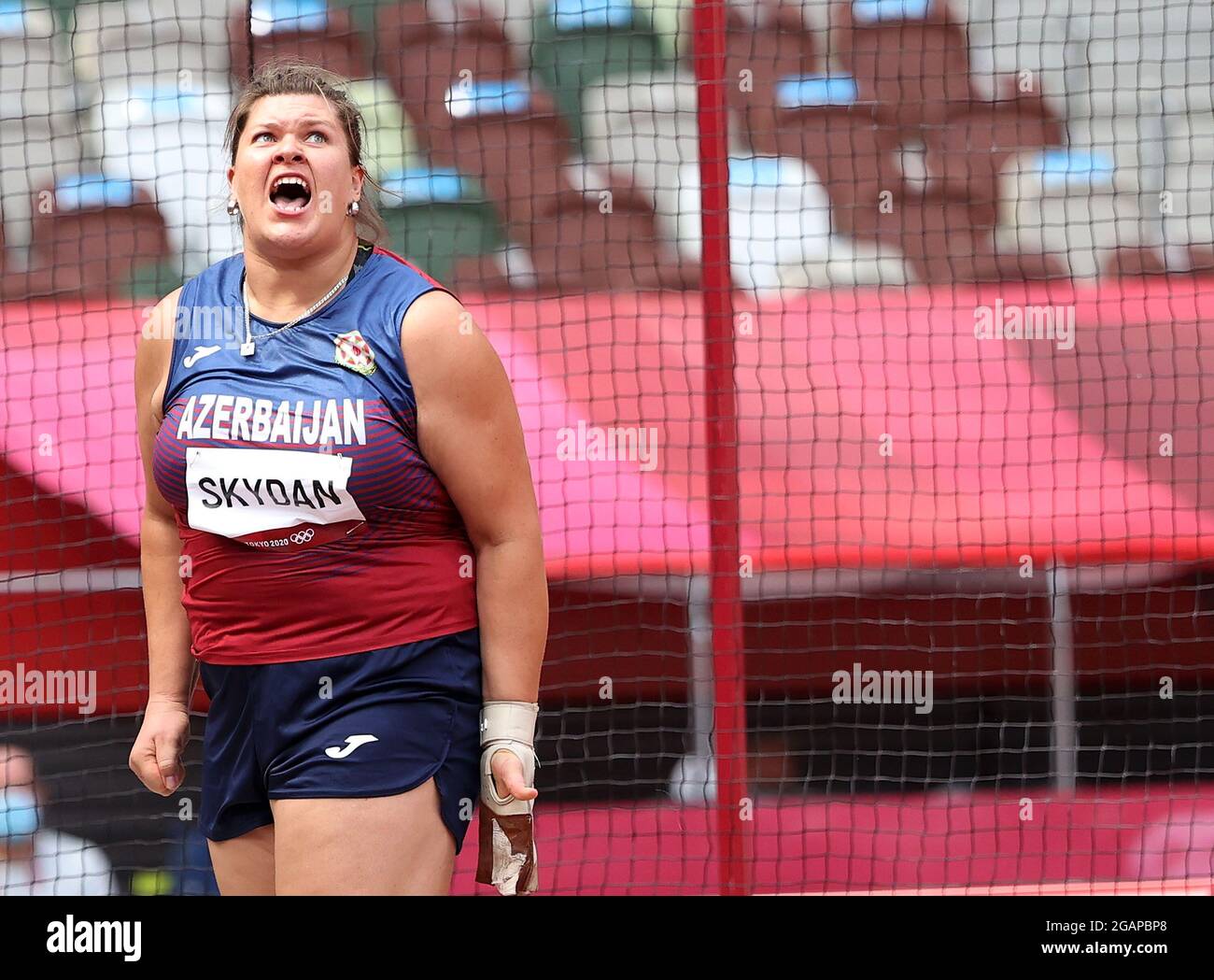 Tokyo, Japan. 1st Aug, 2021. Hanna Skydan of Azerbaijan reacts during ...