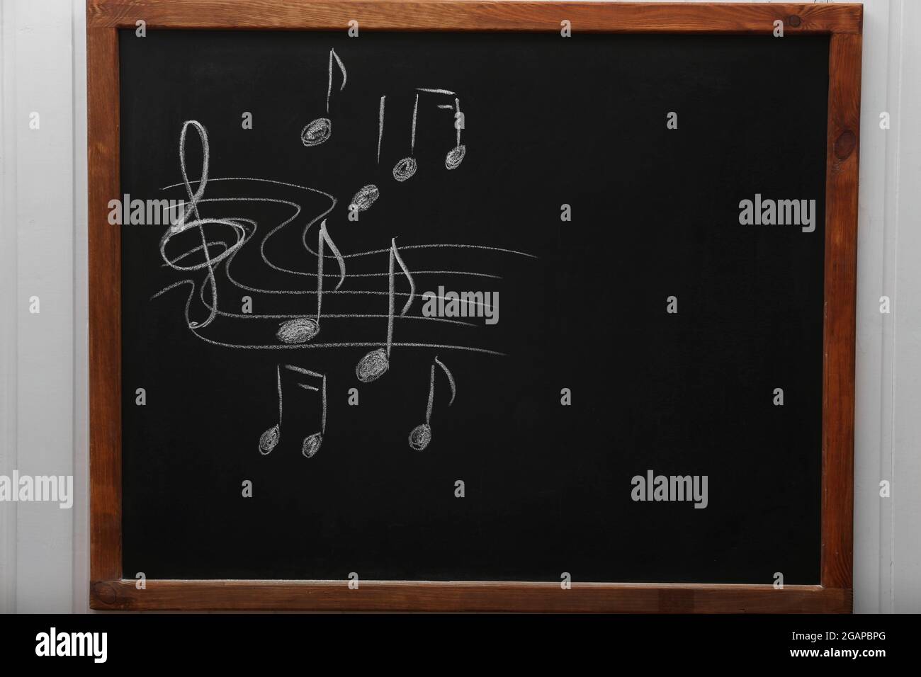 A blackboard with musical notes on the wall in the classroom Stock ...