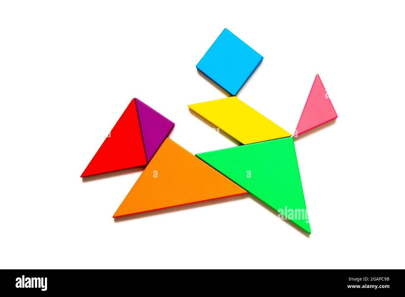 Color tangram puzzle in man ride on the horse shape on white background ...