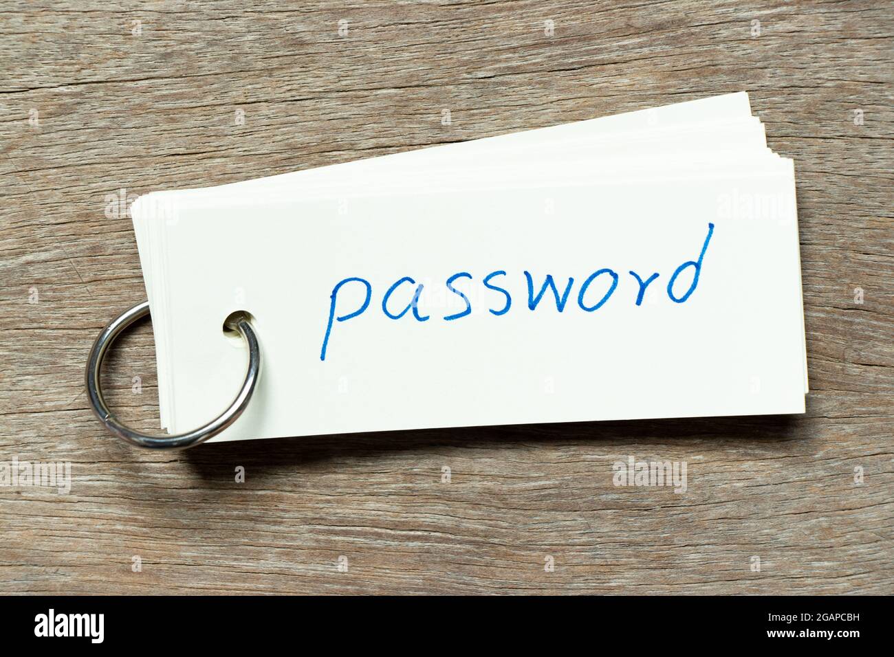 Flash card with handwriting word password on wood background Stock ...