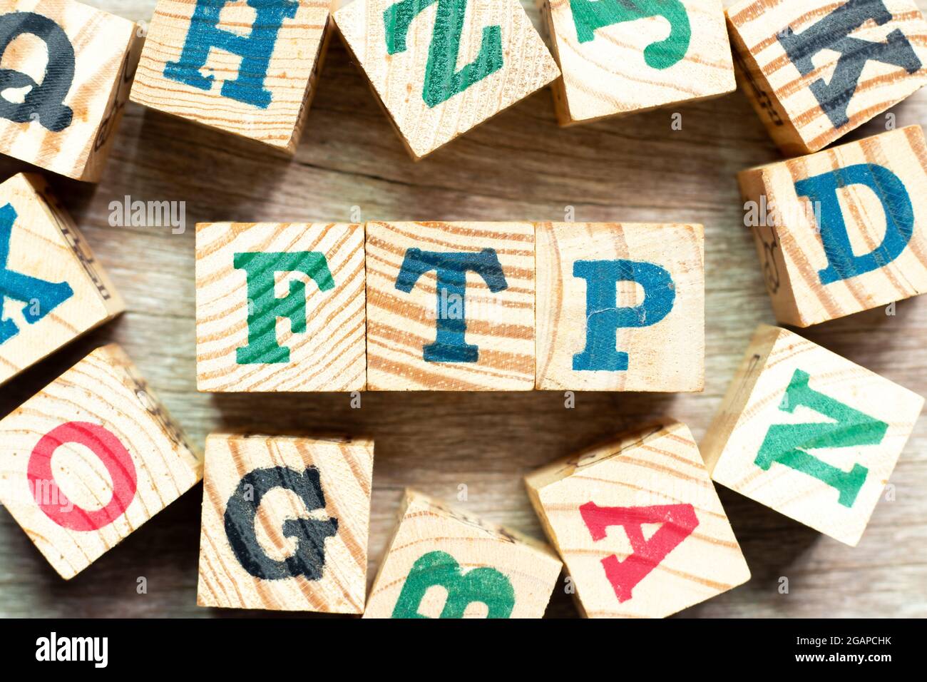 Alphabet letter block in word FTP (Abbreviation of File Transfer ...