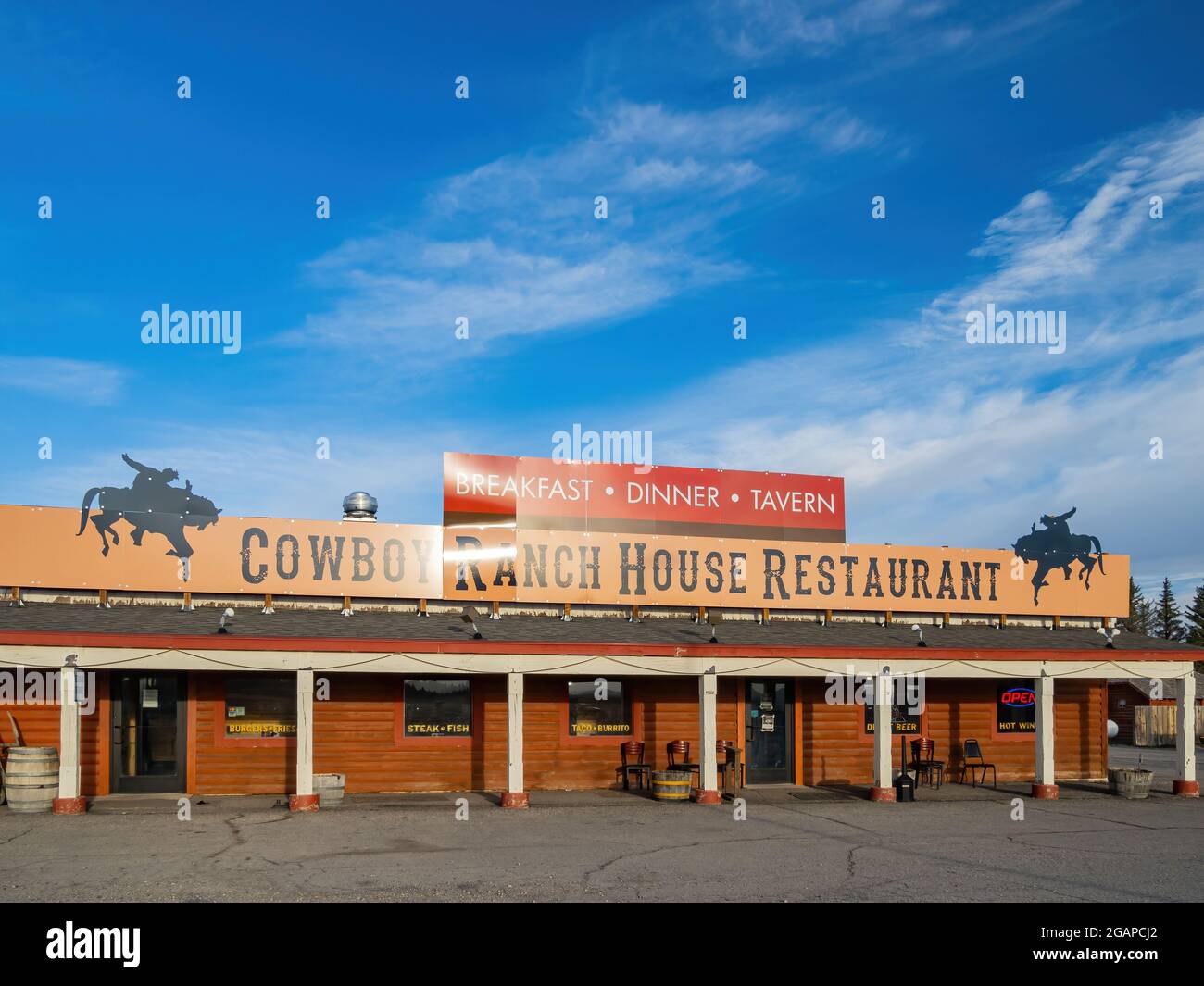 Utah, APR 21, 2021 - Exterior view of the Cowboy Ranch House ...