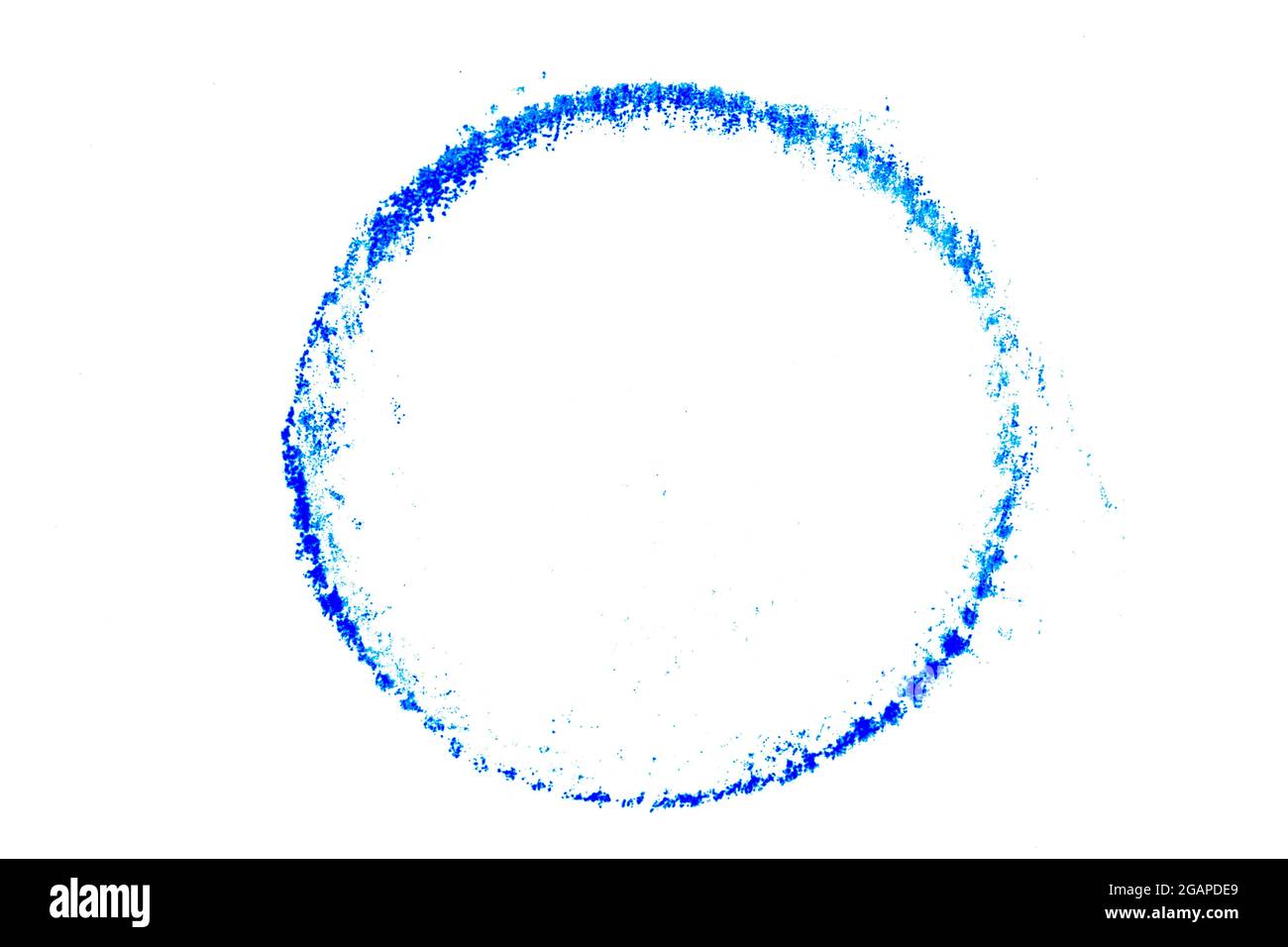 Blue color ink in round shape textured background as stamp or frame ...