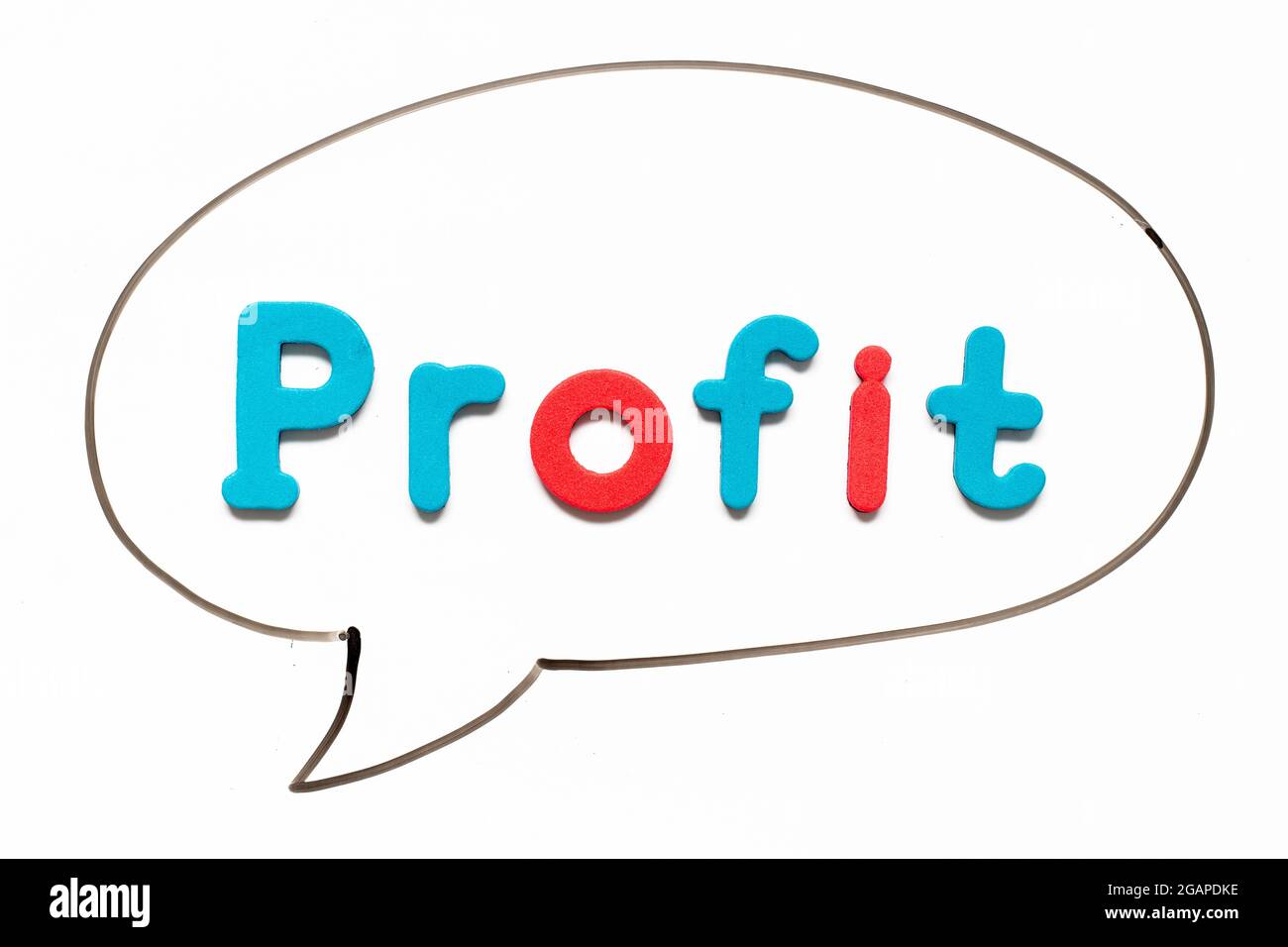 Alphabet letter with word profit in black line hand drawing as bubble ...
