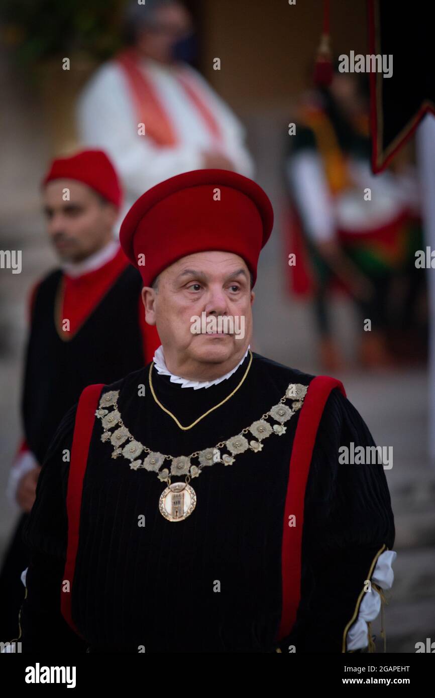 Italy. 31st July, 2021. Traditional blessing of the candles in honor of ...