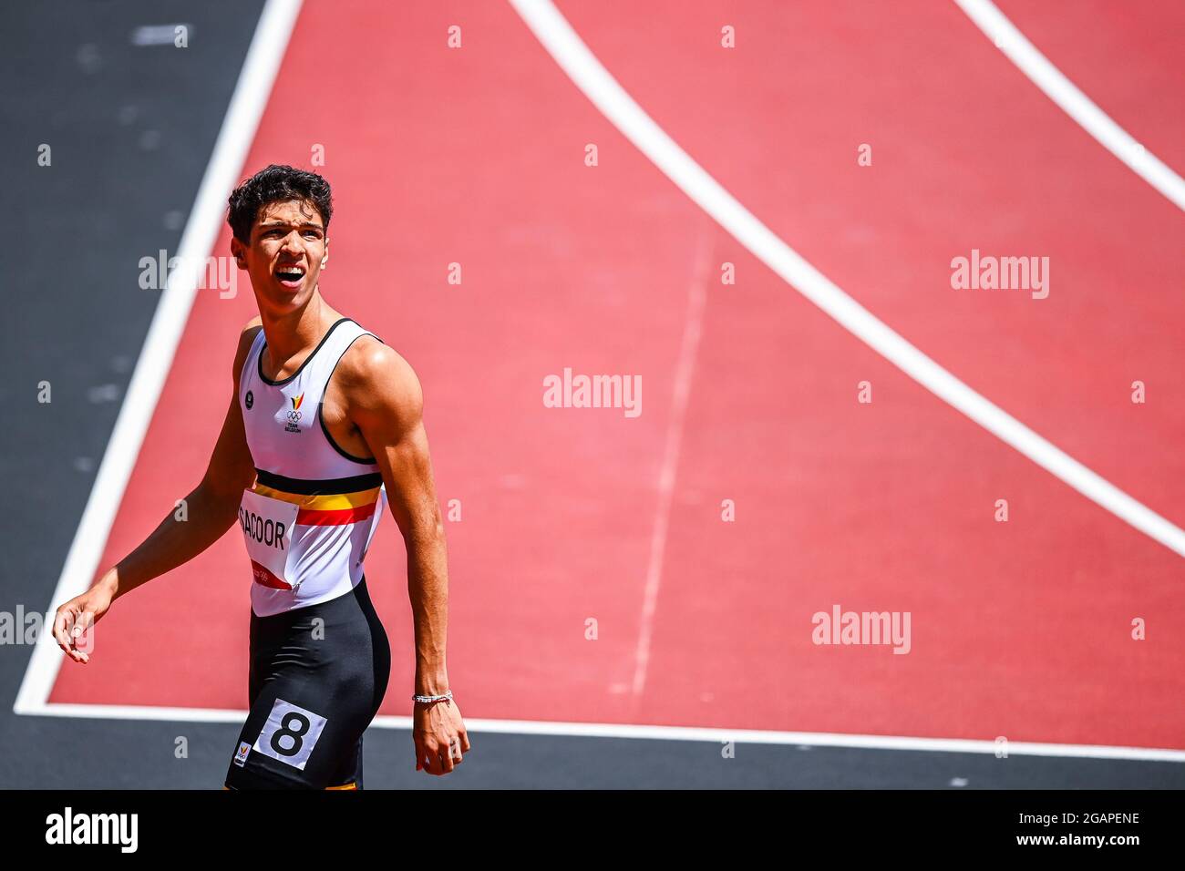 Belgian Jonathan Sacoor pictured after the heats of the men's 400m race ...