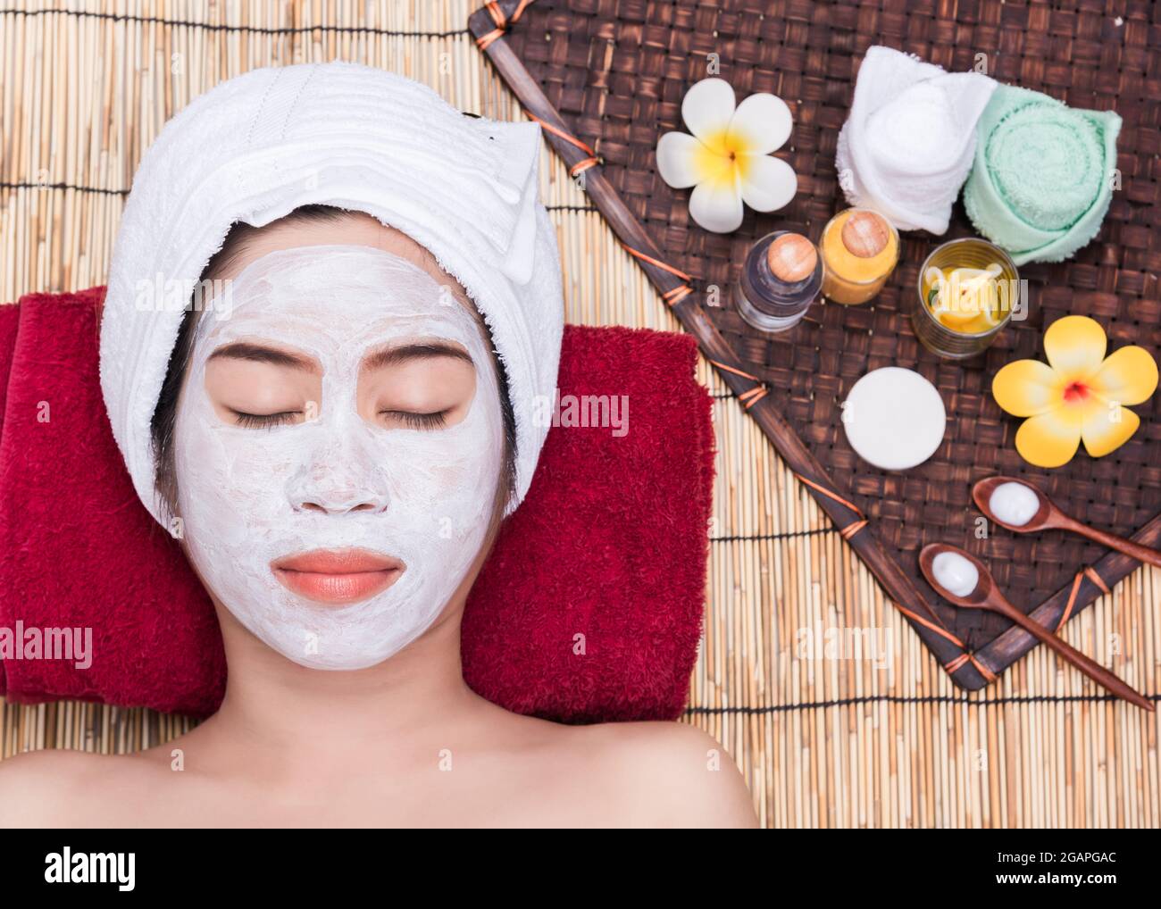 Woman in Treatment Spa Facial Mask, Day-spa Stock Photo - Alamy