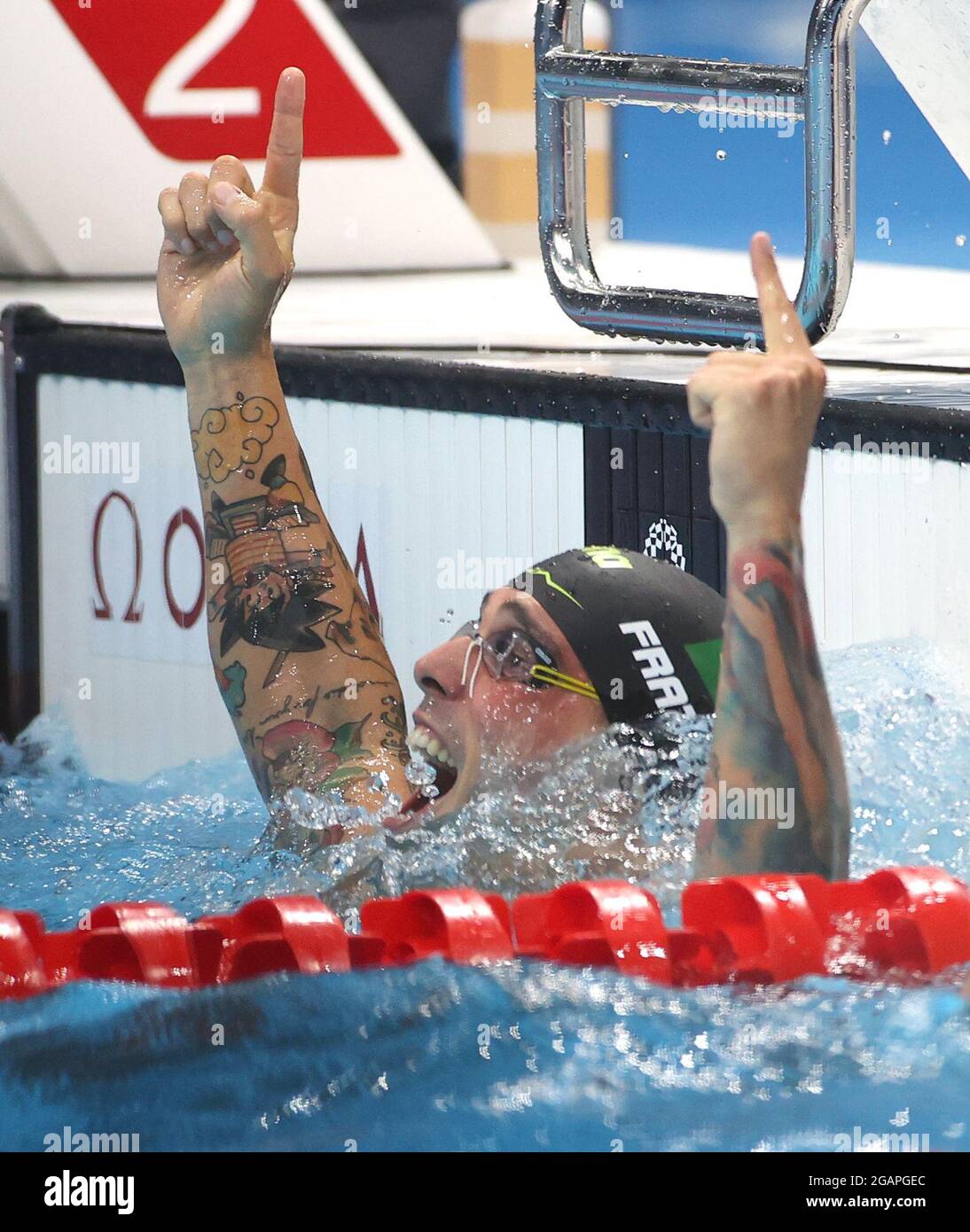 Tokyo, Japan. 1st Aug, 2021. Bruno Fratus of Brazil celebrates after ...