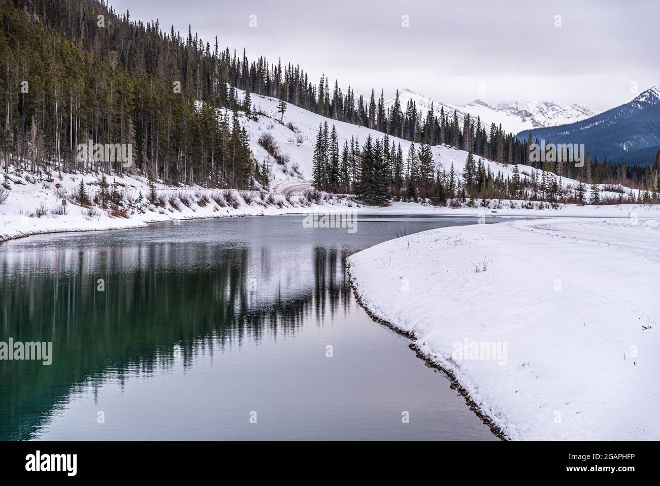 Goat Pond in Kananaskis Country in winter, Alberta, Canadae Stock Photo ...