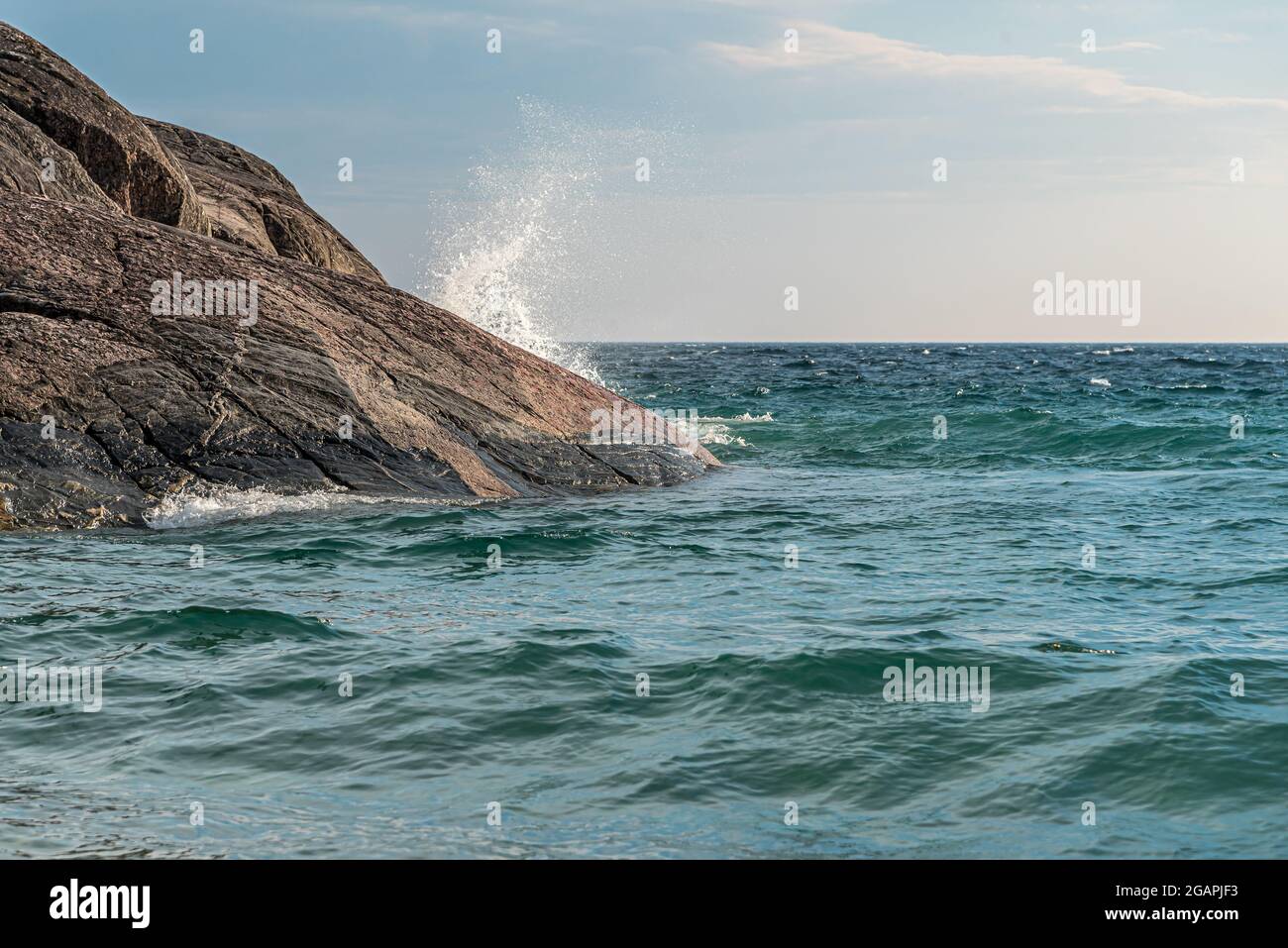 Rocky promontory in Superior Lake Park. Canada Stock Photo - Alamy