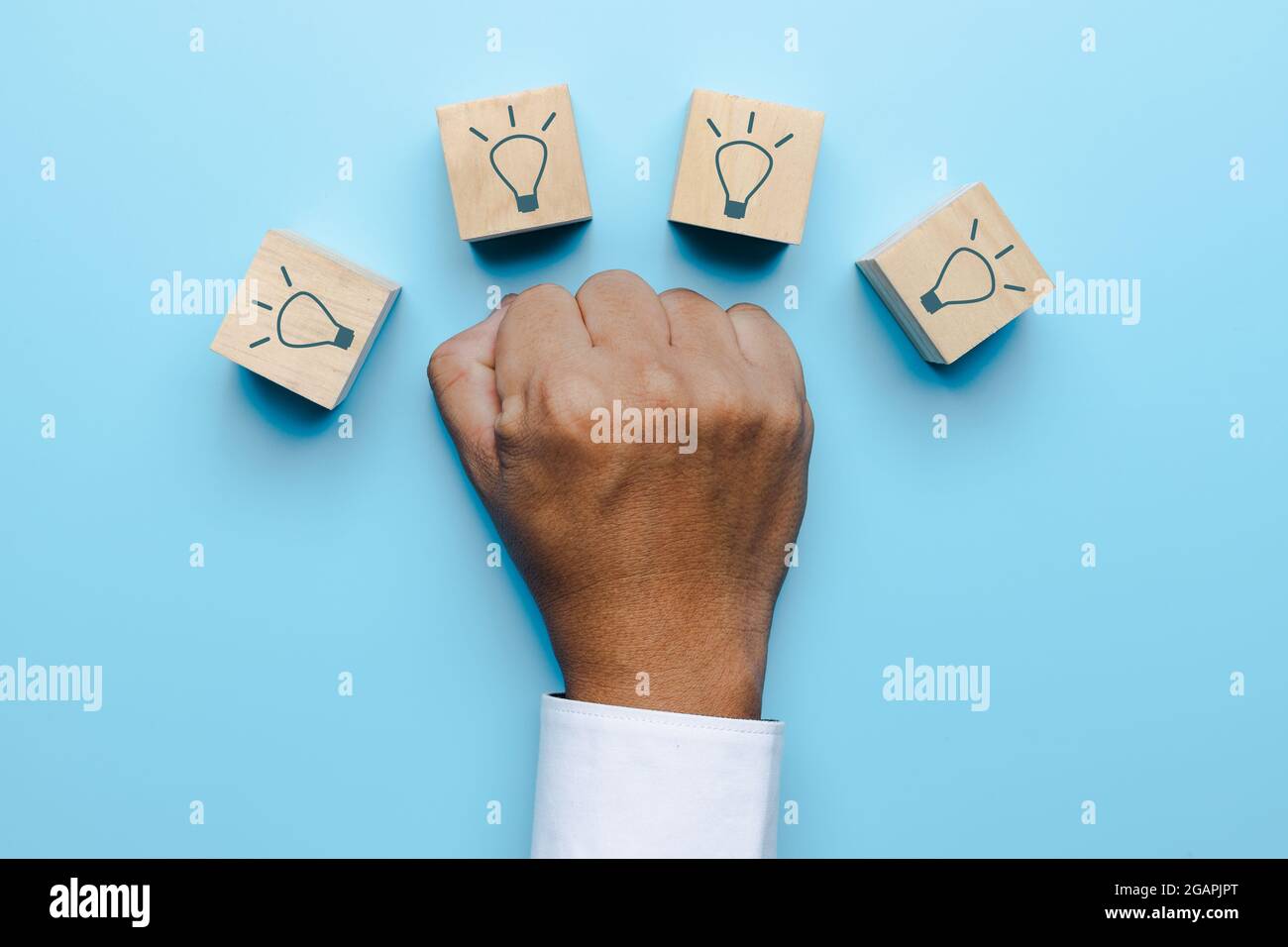 fist fight to success, hand of businessman show to fighting with idea ...