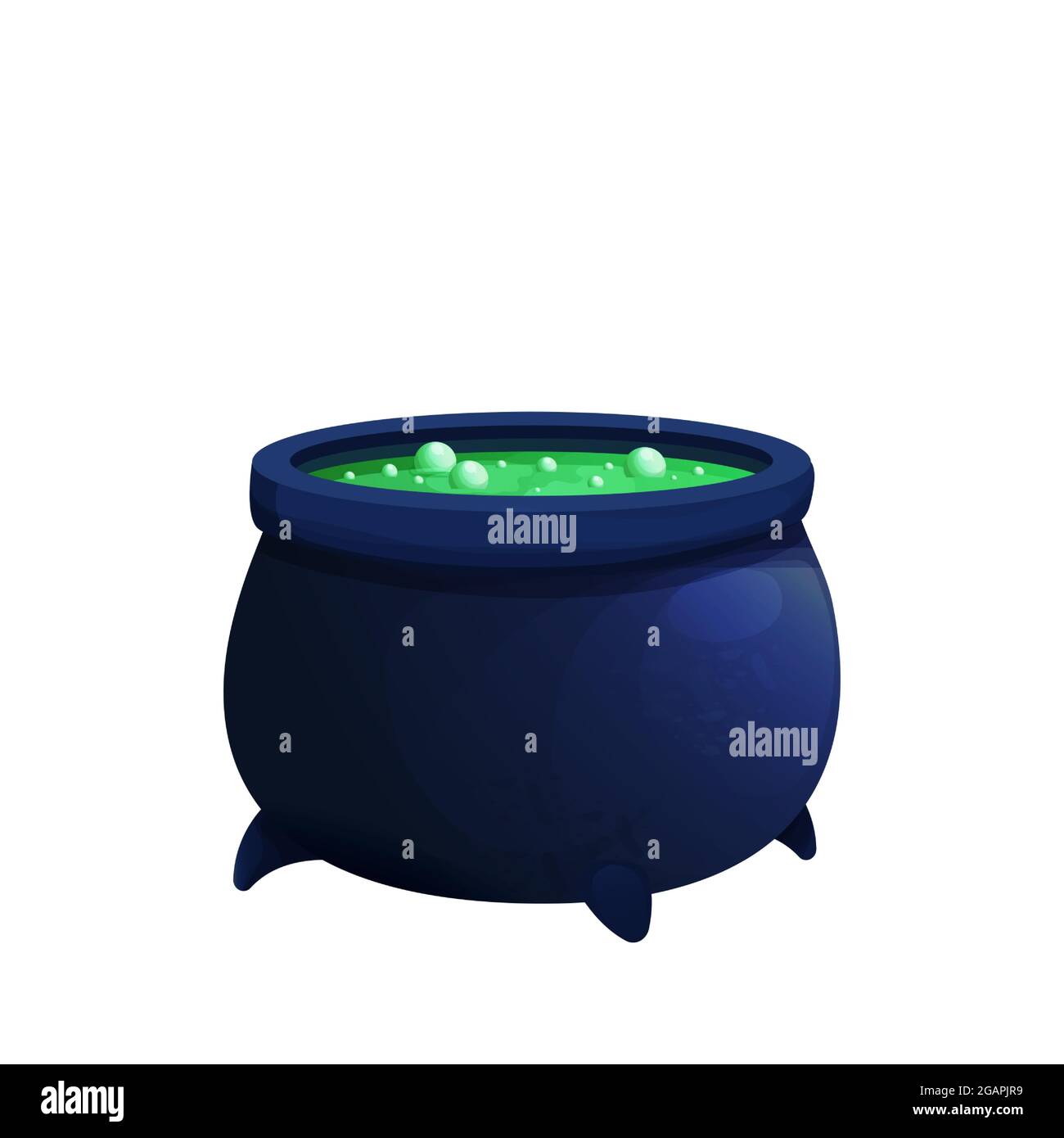 Spooky witch caldron with green magic soup in cartoon style isolated on ...