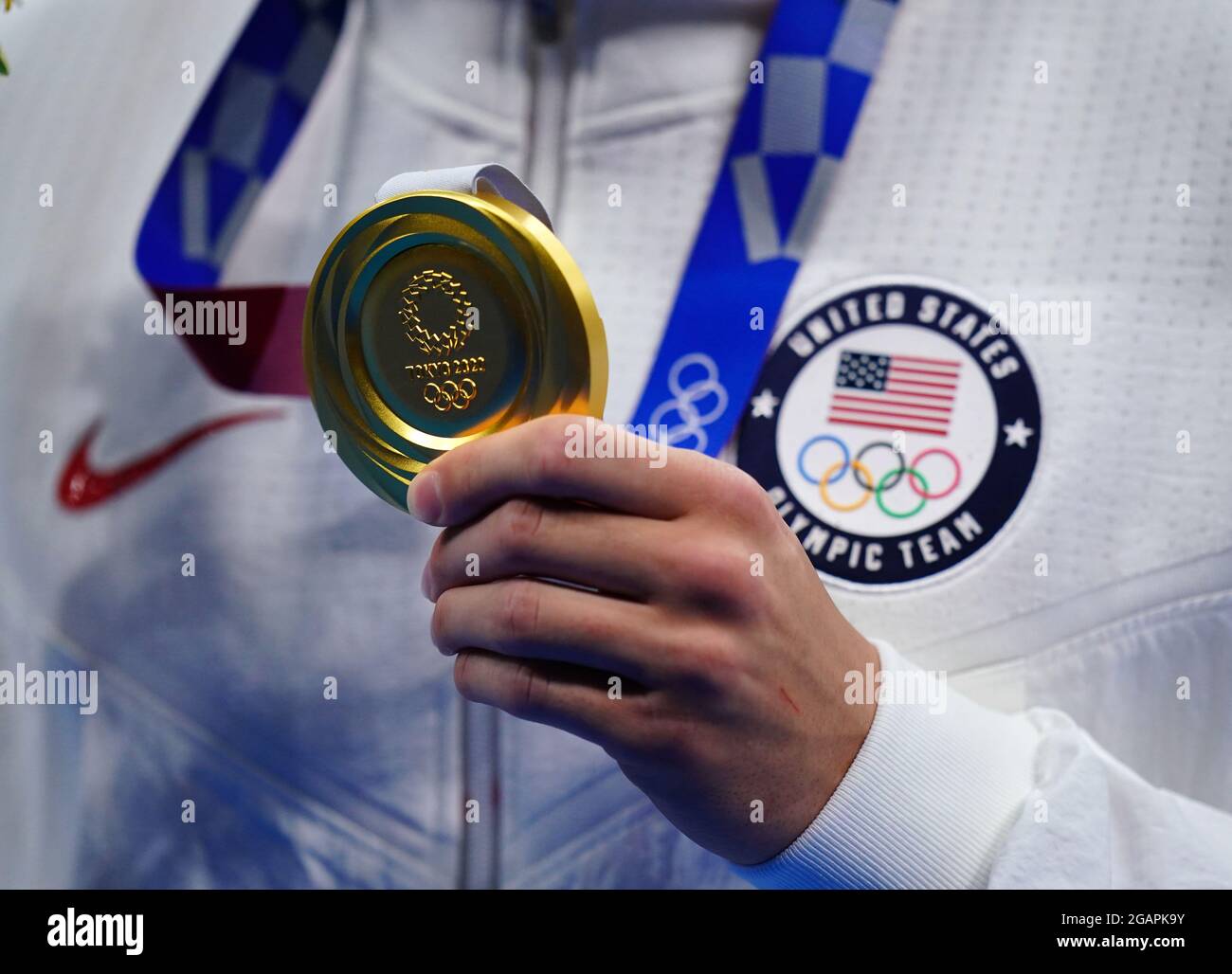 USA's Robert Fink with his gold medal following the Men's 1500m ...