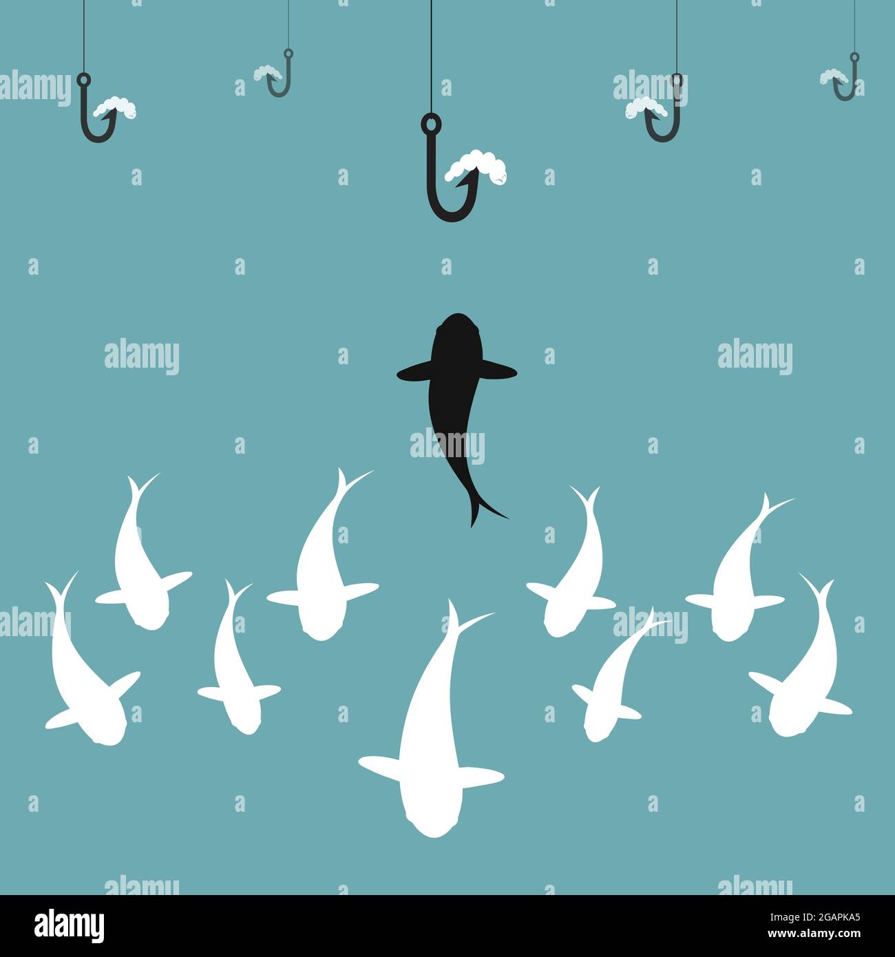 Vector image of fish and earthworm and hook. Different concept. Easy ...