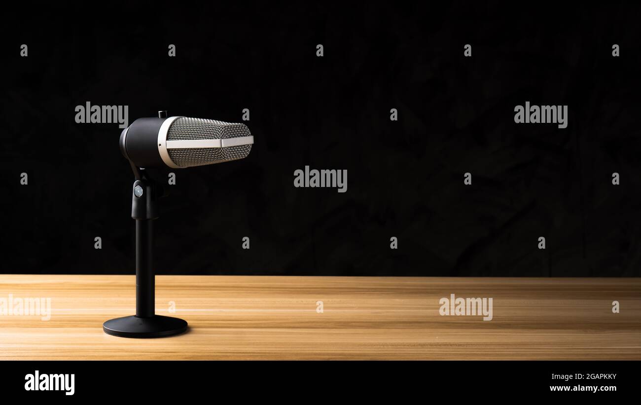 microphone for audio record or Podcast concept, single microphone on ...