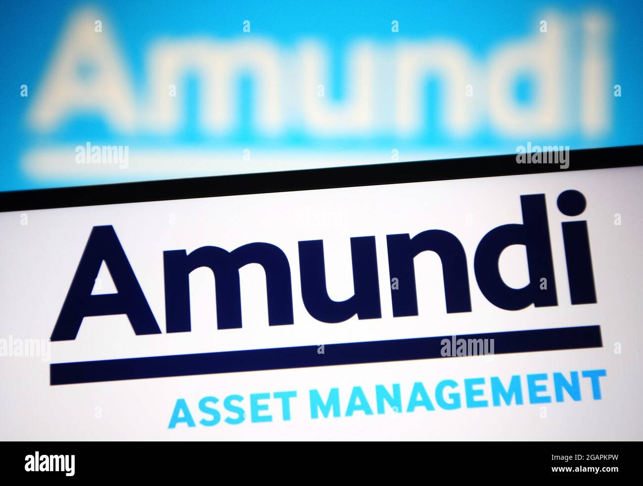 In this photo illustration, Amundi logo of a French asset management ...