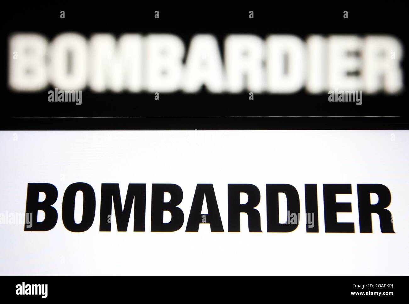 In this photo illustration, Bombardier Inc. logo seen displayed on a ...