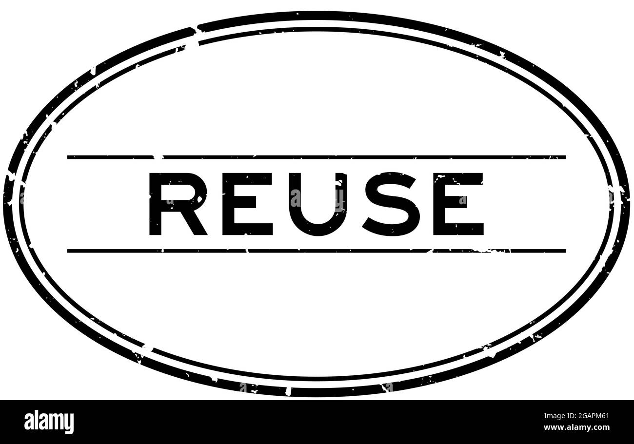 Grunge black reuse word oval rubber seal stamp on white background ...