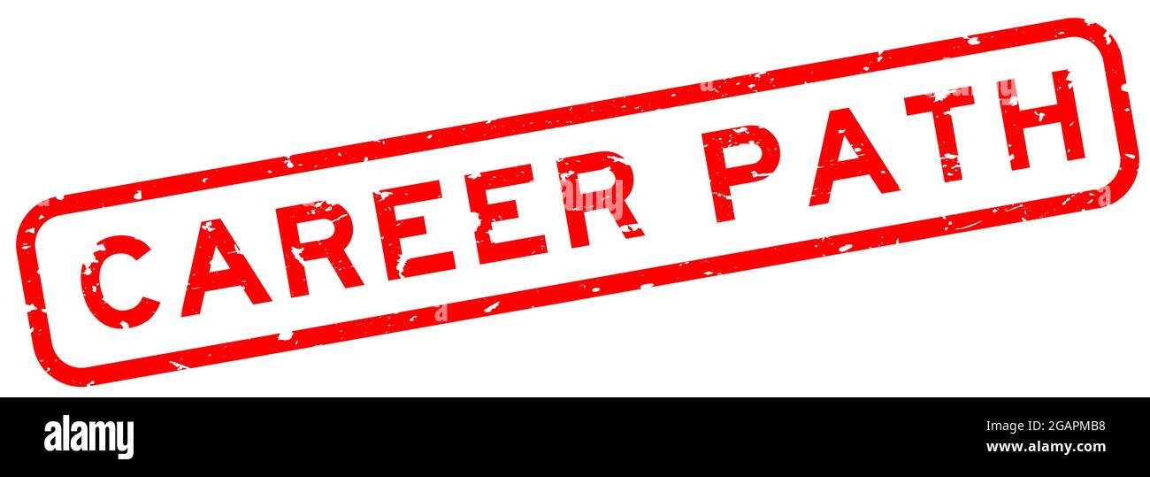 Grunge red career path word square rubber seal stamp on white ...