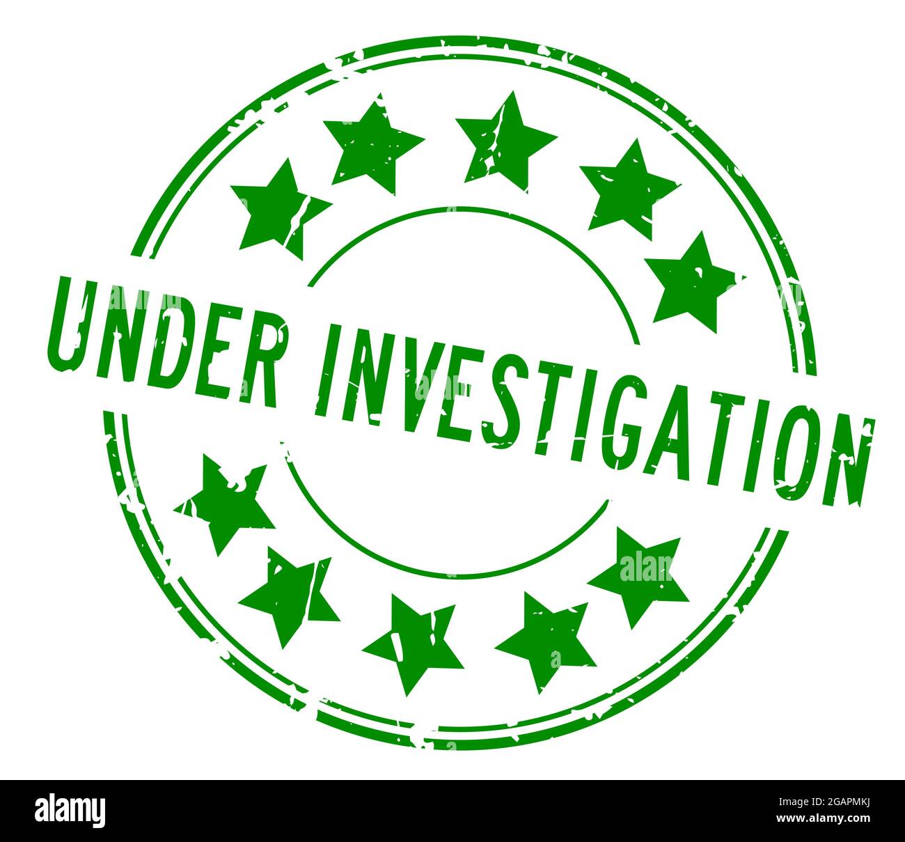 Grunge green under investigation word with star icon rubber seal stamp ...