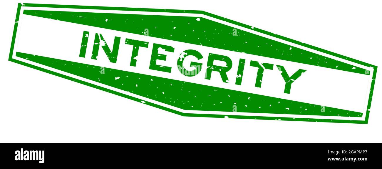 Grunge green integrity word hexagon rubber seal stamp on white background Stock Vector Image ...