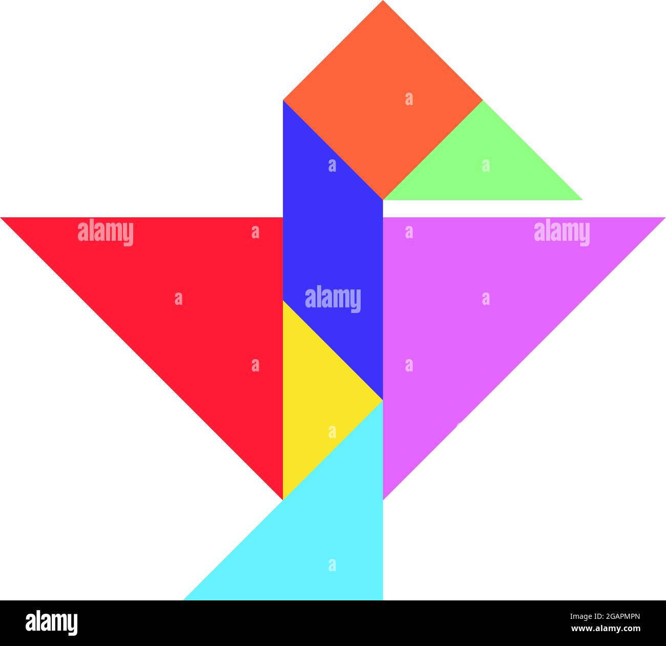 Color tangram puzzle in flying bird shape on white background Stock ...