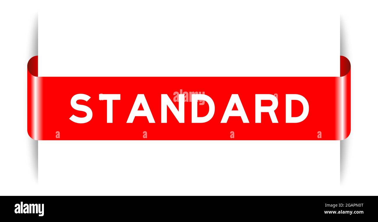 Red color inserted label banner with word standard on white background ...