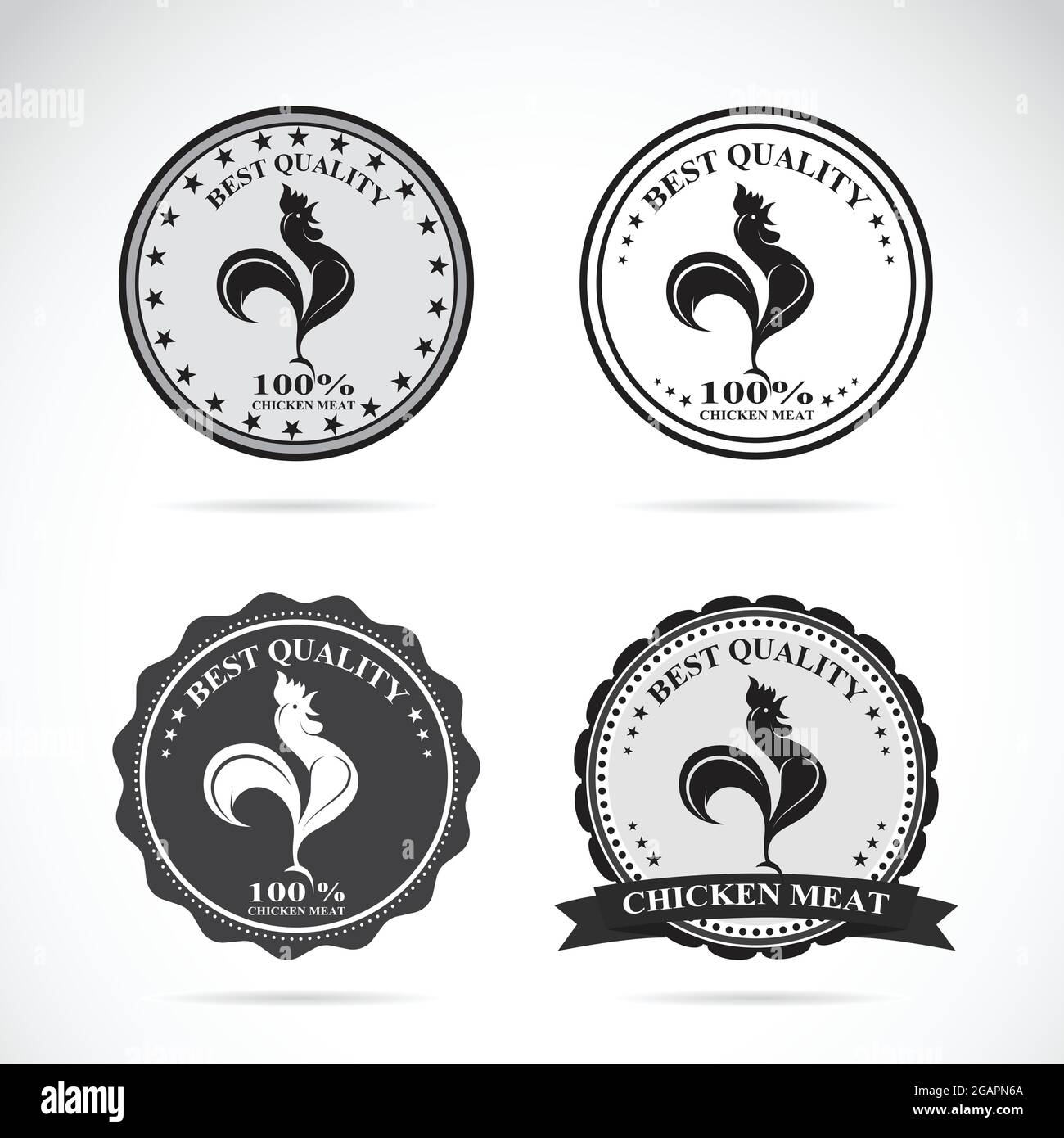 Set of vector chicken labels on white background. Easy editable layered ...