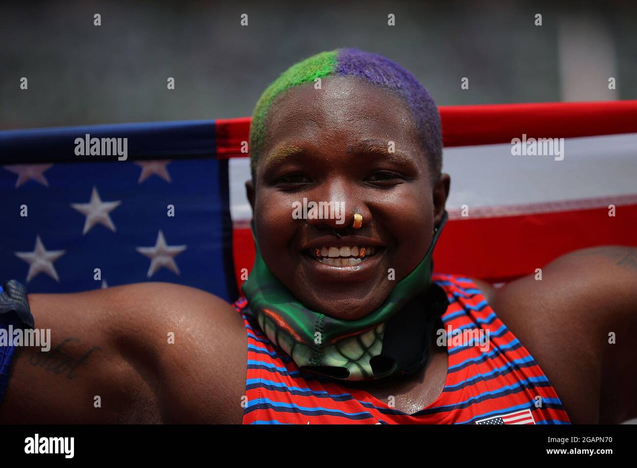 Tokyo, Japan. 1st Aug, 2021. Raven Saunders of the United States ...