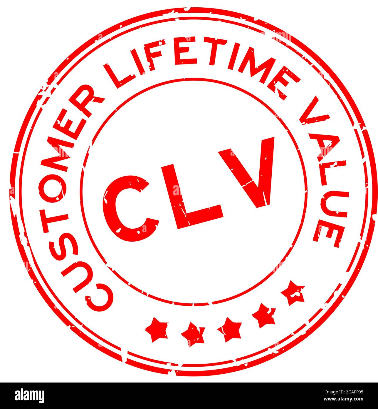 Grunge red CLV Customer lifetime value word round rubber seal stamp on ...