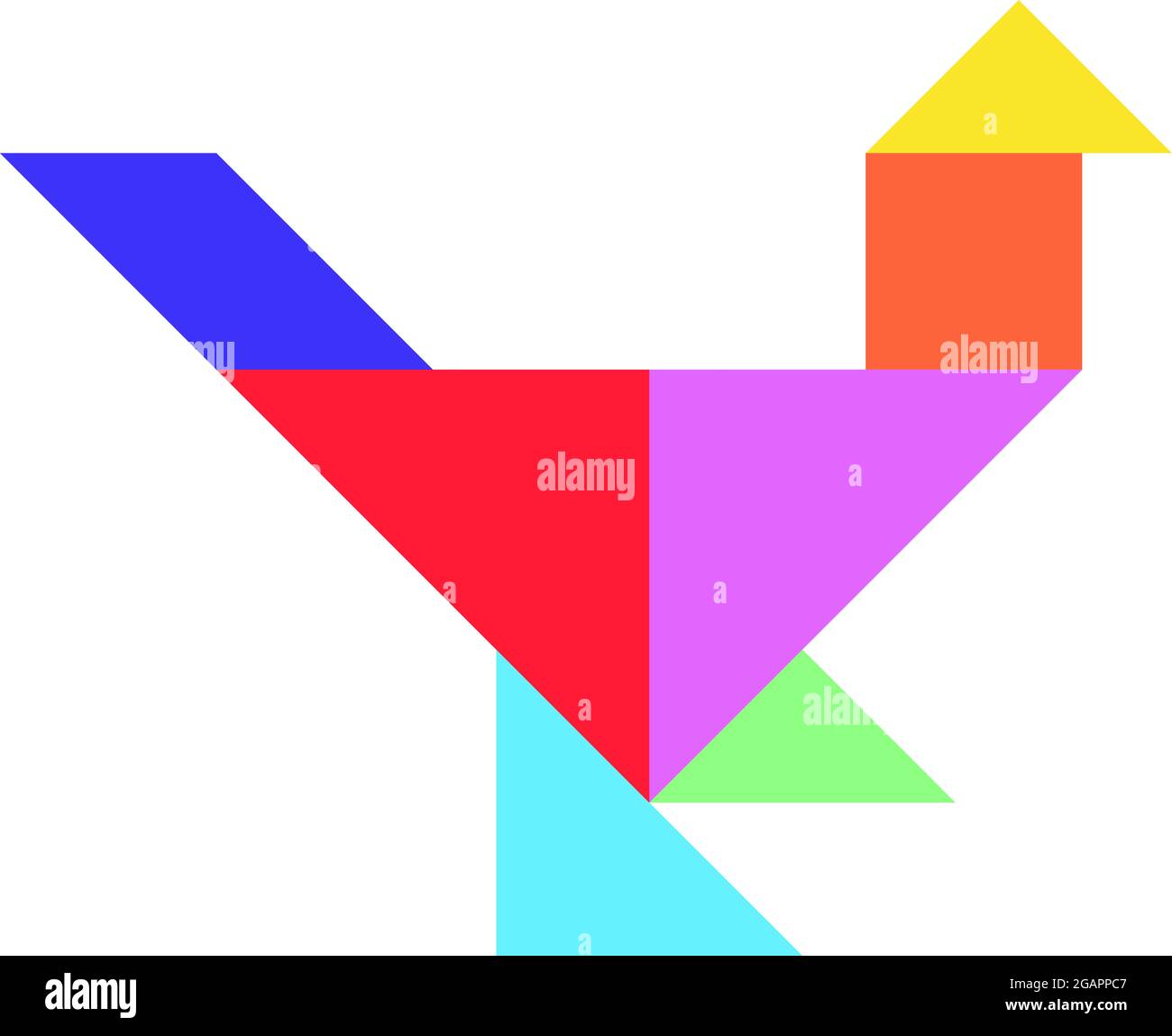 Color tangram puzzle in bird shape on white background Stock Vector ...