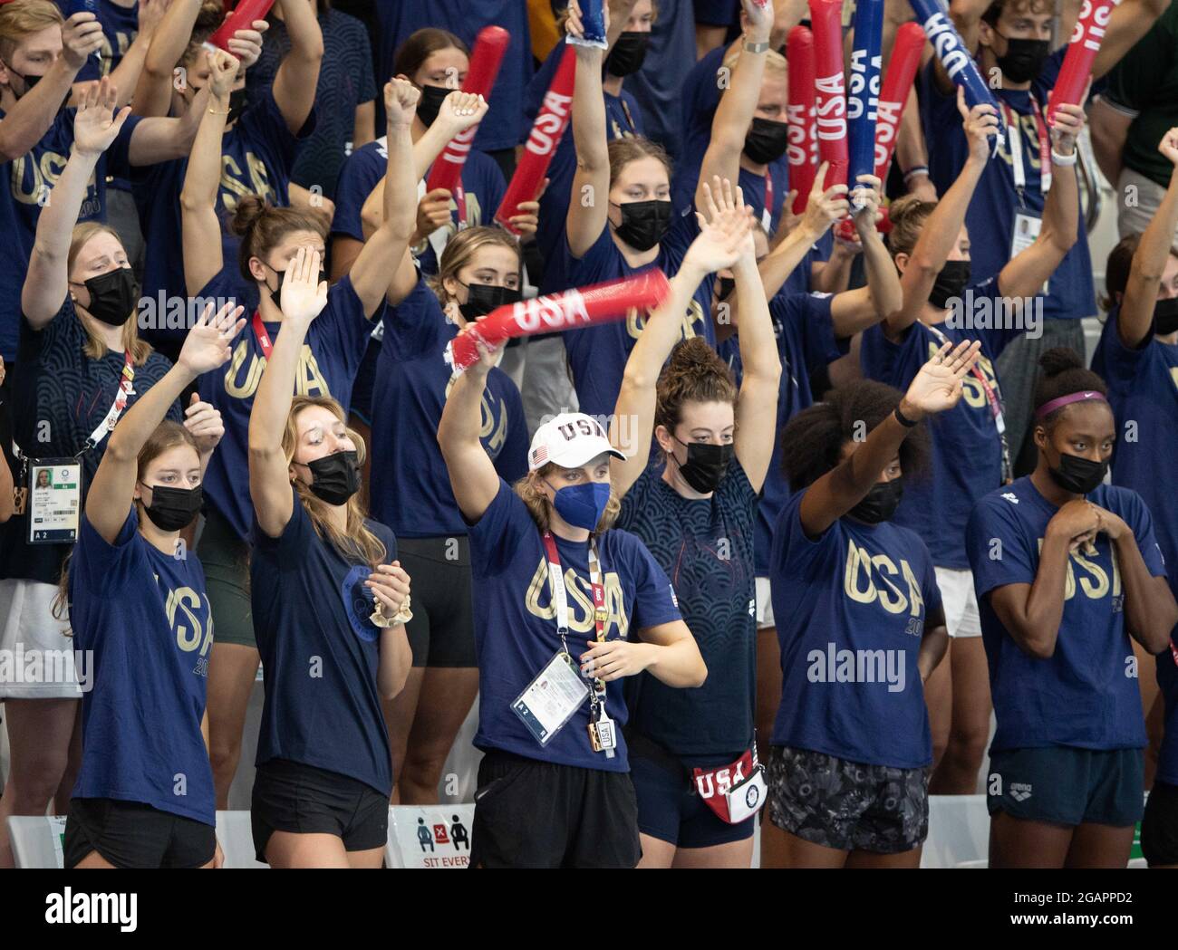 Tokyo, Kanto, Japan. 1st Aug, 2021. USA team cheer teammates in the ...