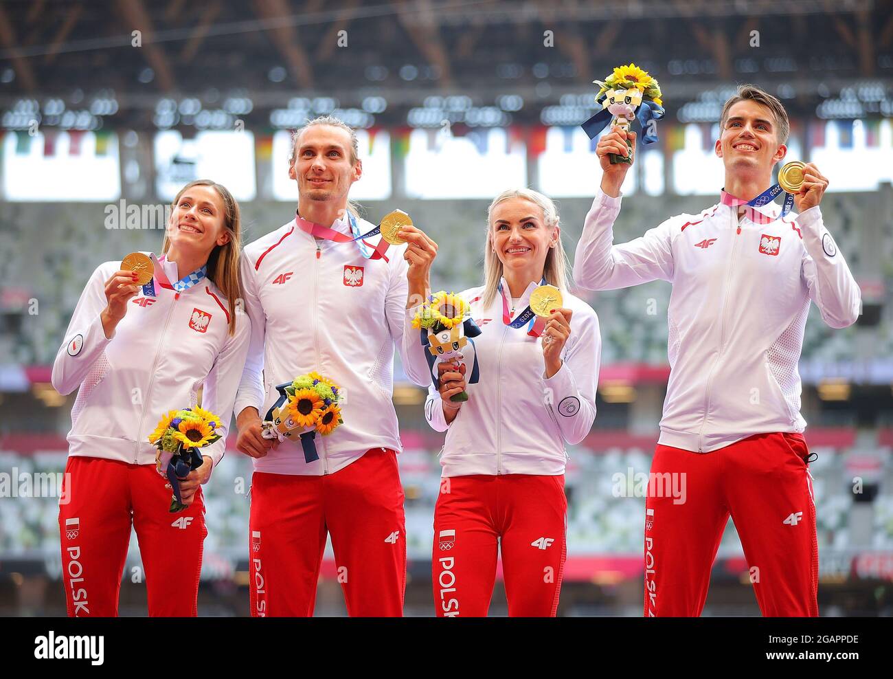 Tokyo, Japan. 1st Aug, 2021. Gold medalists of Poland attend the ...