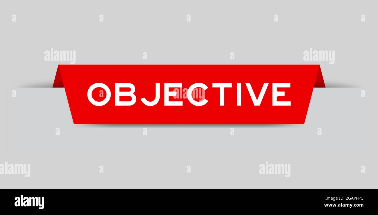 Red color inserted label with word objective on gray background Stock ...