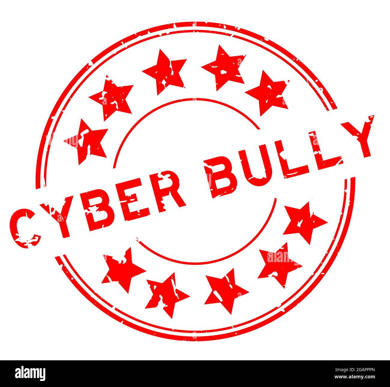 Grunge red cyber bully word with star icon round rubber seal stamp on ...