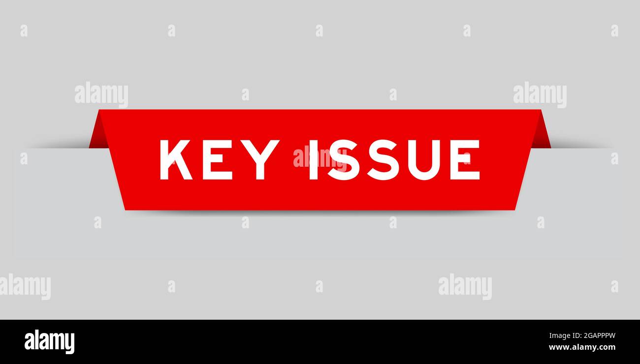 Red color inserted label with word key issue on gray background Stock ...