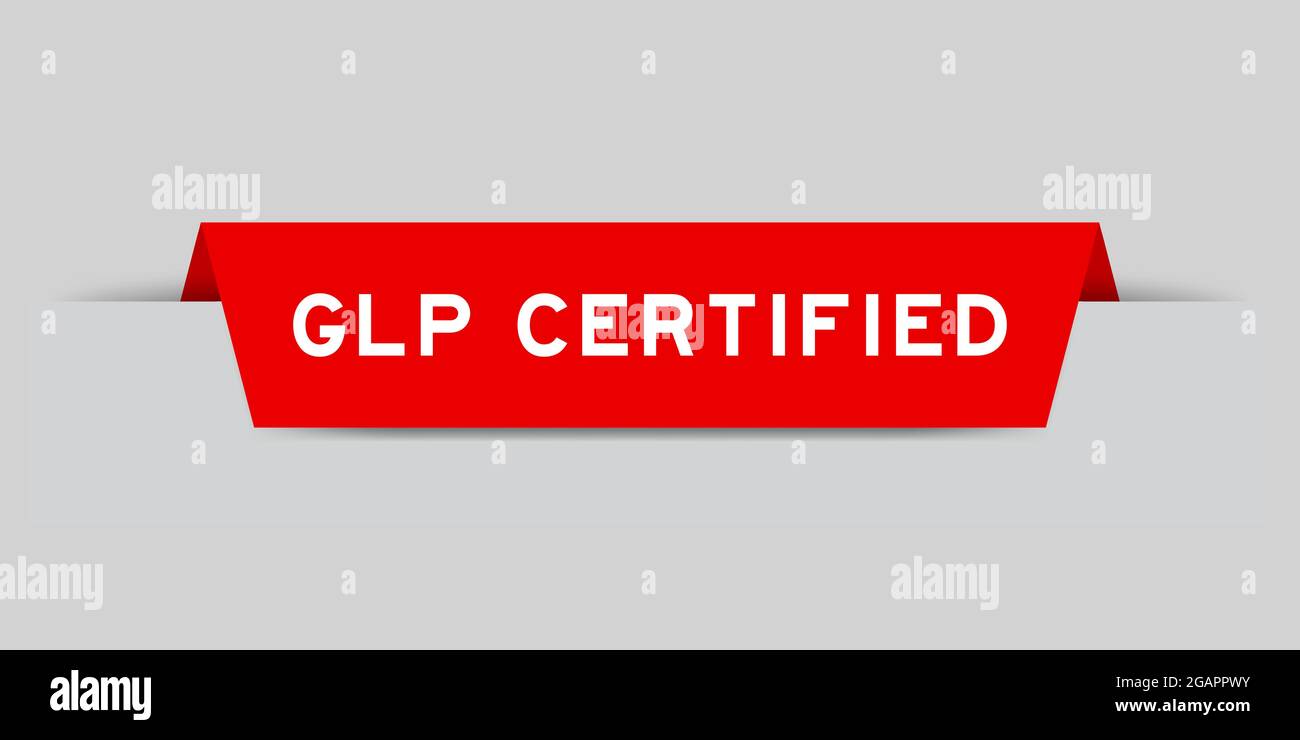 Red color inserted label with word GLP (Abbreviation of Good laboratory ...