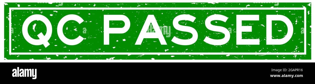 Grunge green QC (Quality control) passed word square rubber seal stamp ...