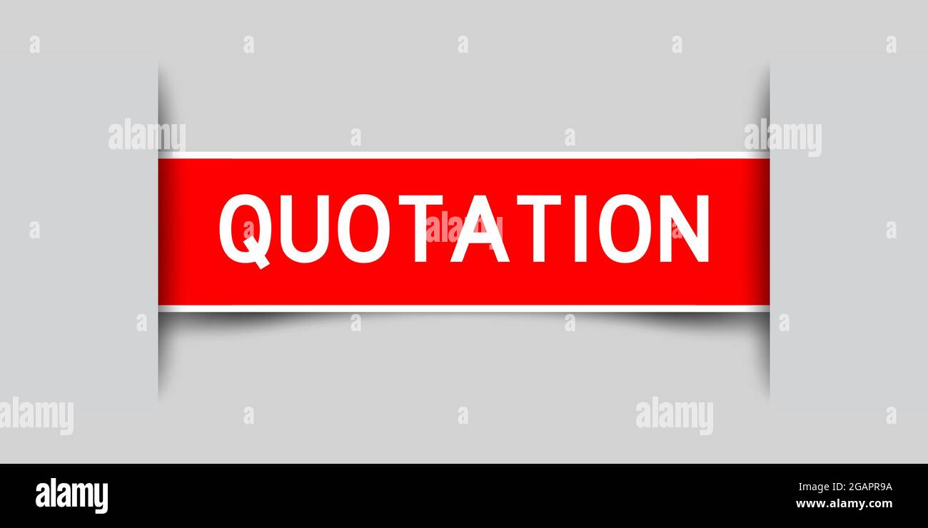 Label sticker red color in word quotation that inserted in gray ...