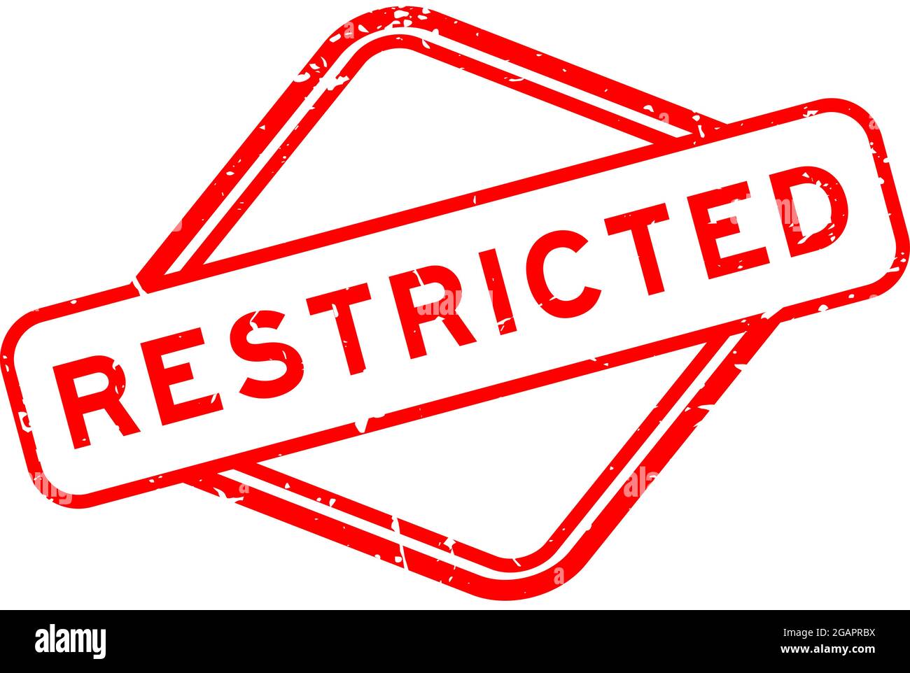 Grunge red restricted word rubber square seal stamp on white background ...