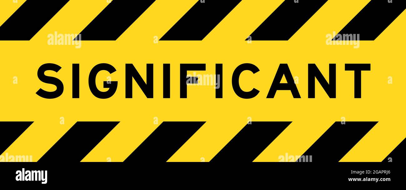 Yellow and black color with line striped label banner with word ...