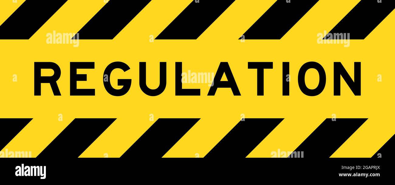Yellow and black color with line striped label banner with word ...