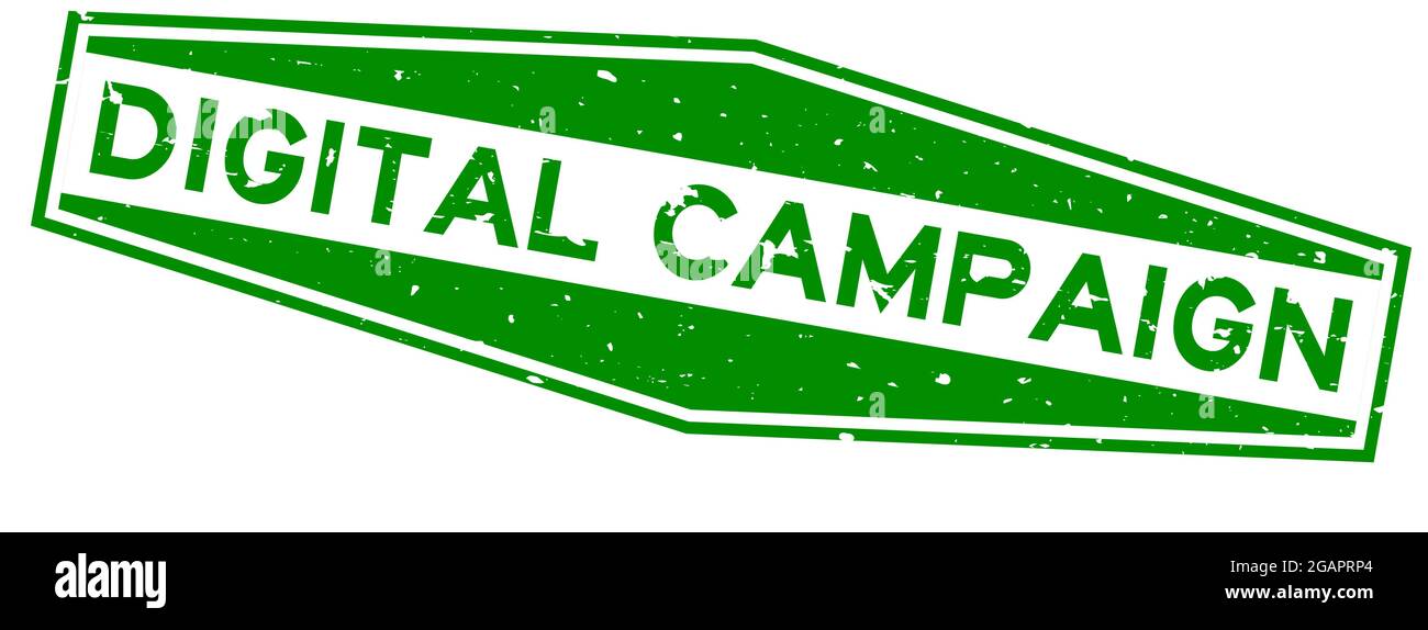 Grunge green digital campaign word hexagon rubber seal stamp on white background Stock Vector ...