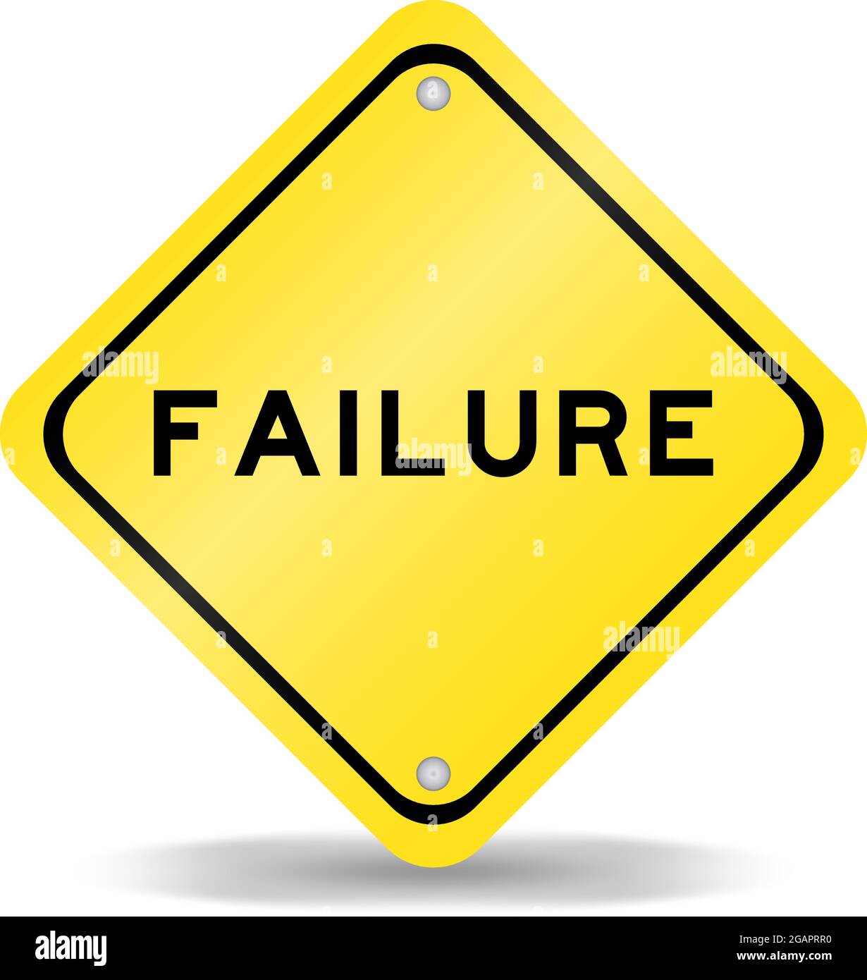 Yellow color transportation sign with word failure on white background ...