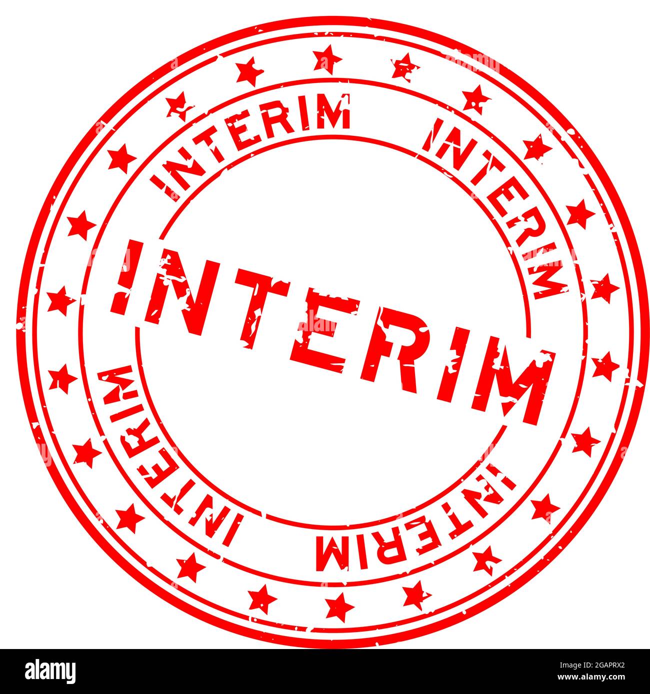 Grunge red interim word with star icon round rubber seal stamp on white background Stock Vector ...