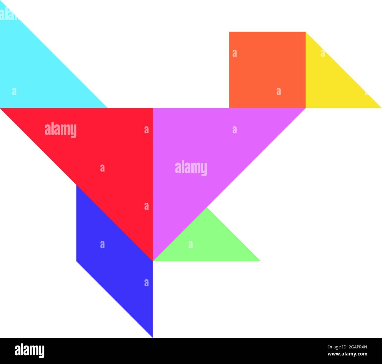Color tangram puzzle in bird shape on white background Stock Vector ...