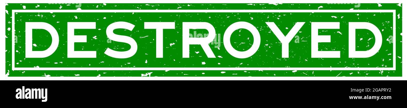 Grunge green destroyed word square rubber seal stamp on white ...