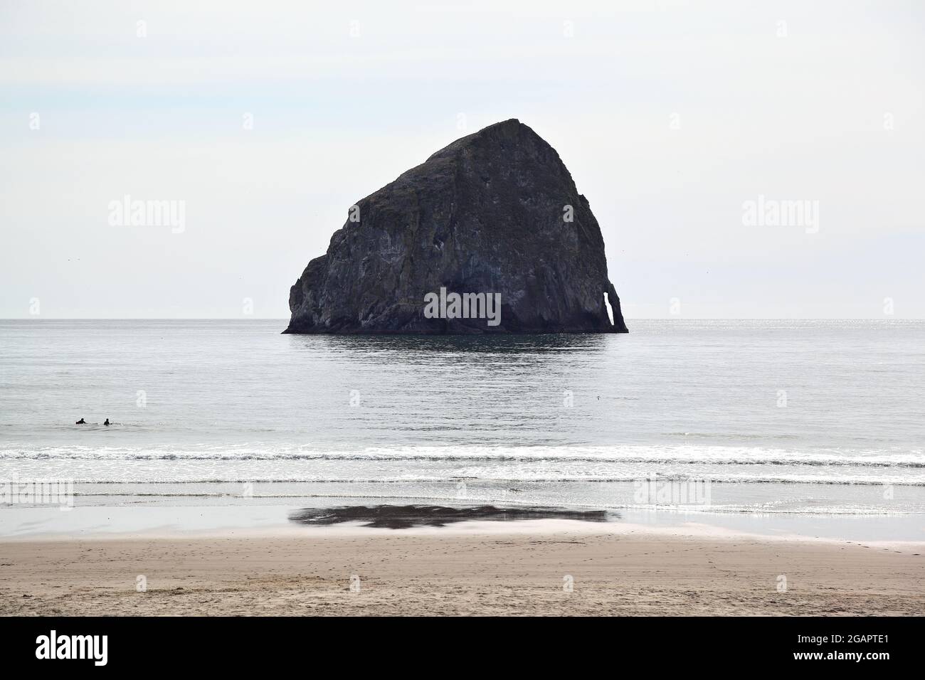 Along the Oregon coast: Haystack Rock just off the beach at Pacific ...
