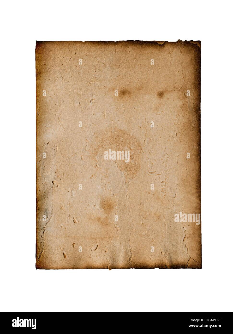 Brown paper blank texture crumpled dark border. Isolated on white ...